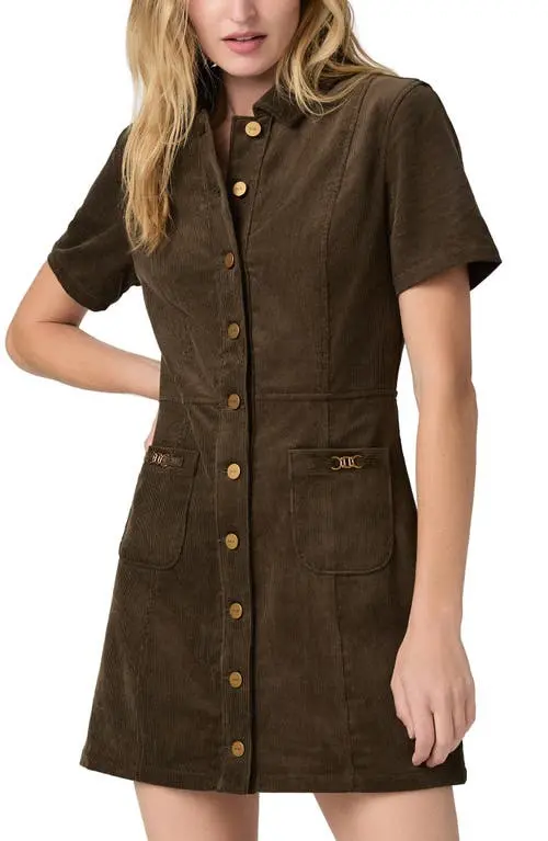 Paige Clementine Corduroy Shirt Dress With Goldtone Hardware