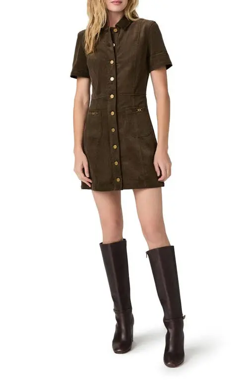 Paige Clementine Corduroy Shirt Dress With Goldtone Hardware - Fern
