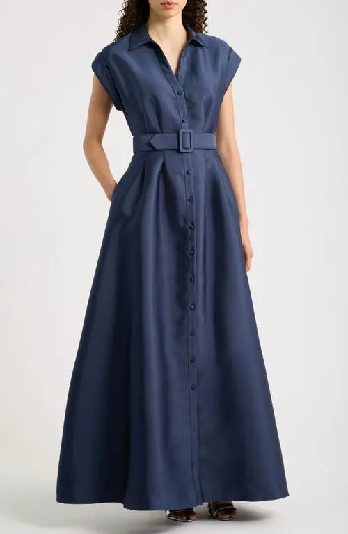 Julia Jordan Short Sleeve Belted Satin Shirtdress