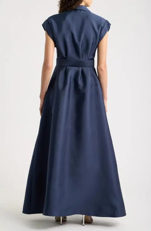 Julia Jordan Short Sleeve Belted Satin Shirtdress