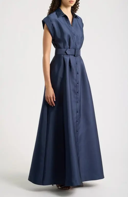 Julia Jordan Short Sleeve Belted Satin Shirtdress