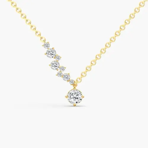 EVERLEE Starlight Asymmetrical Round Lab Diamond Necklace In 14k - 2.00ctw