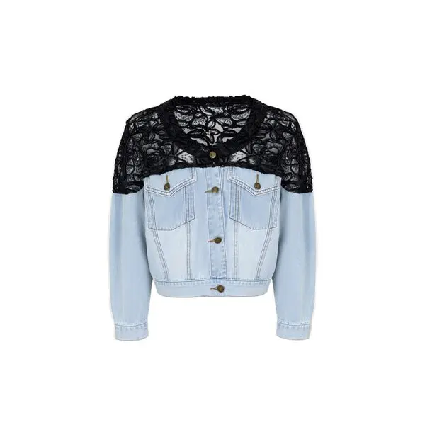 Saachi Floral Mesh Denim Jacket