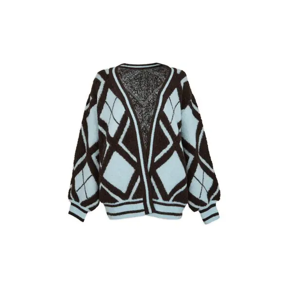 Saachi Open Argyle Knit Cardigan