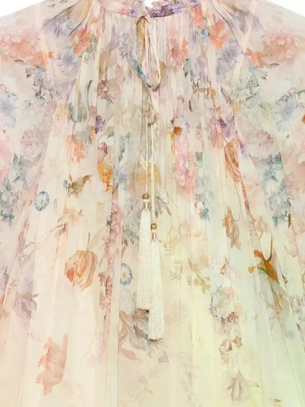Zimmermann Floral Print Ruffled Blouse