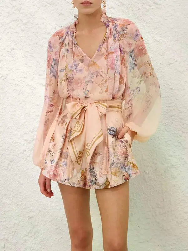 Zimmermann Floral Print Ruffled Blouse