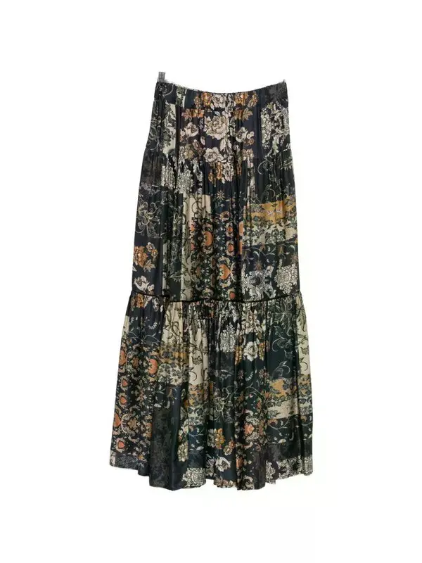 Liu Jo Floral Patchwork Tiered Midi Skirt