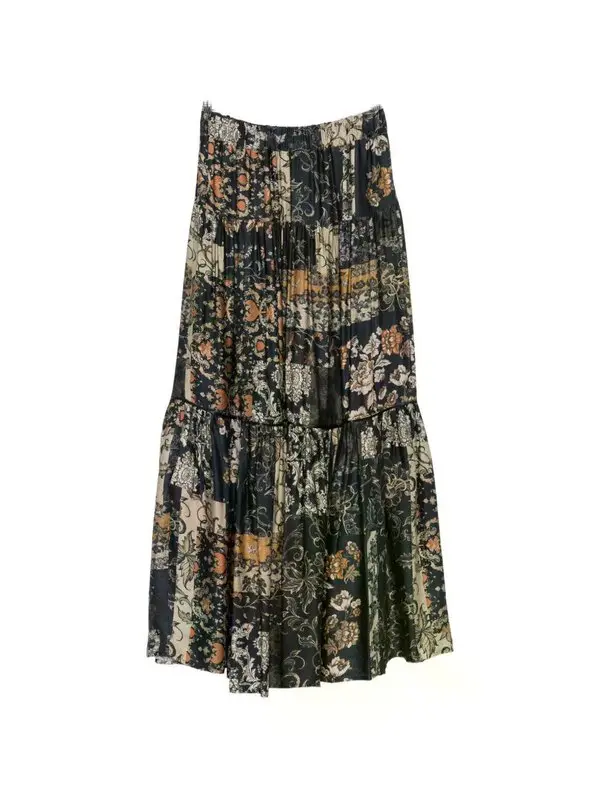Liu Jo Floral Patchwork Tiered Midi Skirt