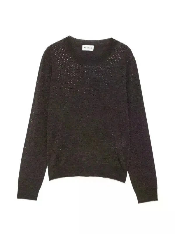 P.a.r.o.s.h Rhinestone Embellished Fine Knit Crew Neck Top