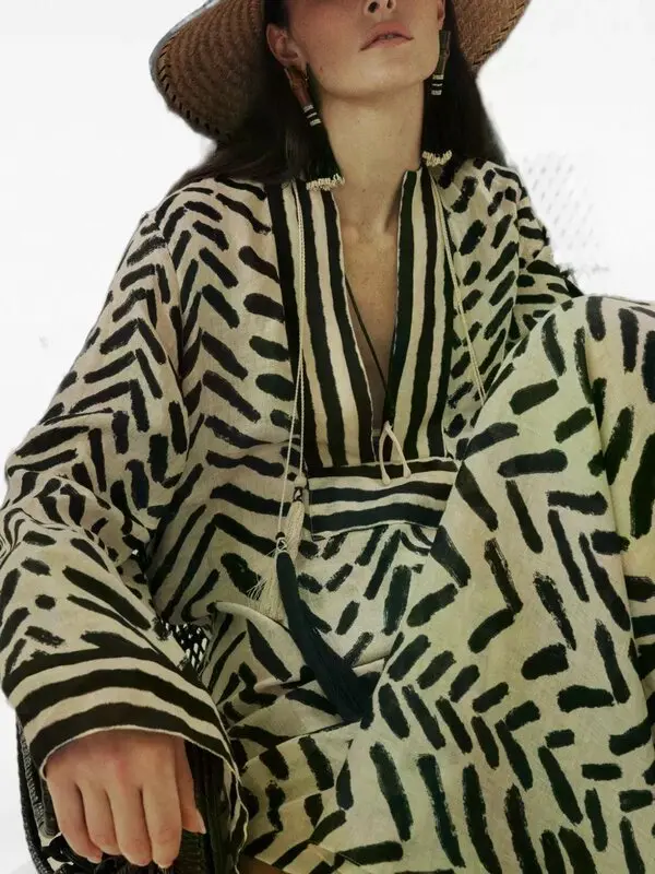 Johanna Ortiz Abstract Print Midi Dress