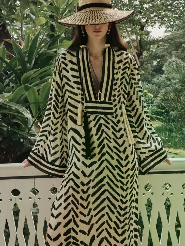 Johanna Ortiz Abstract Print Midi Dress
