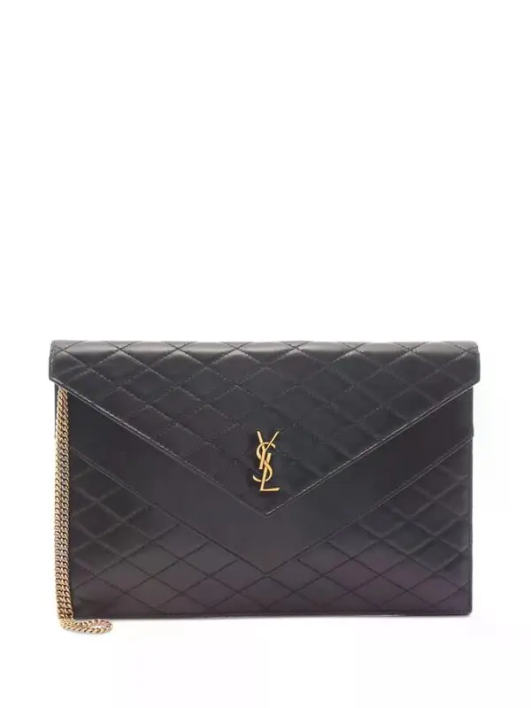 Saint Laurent Quilted Leather Clutch Bag - Black