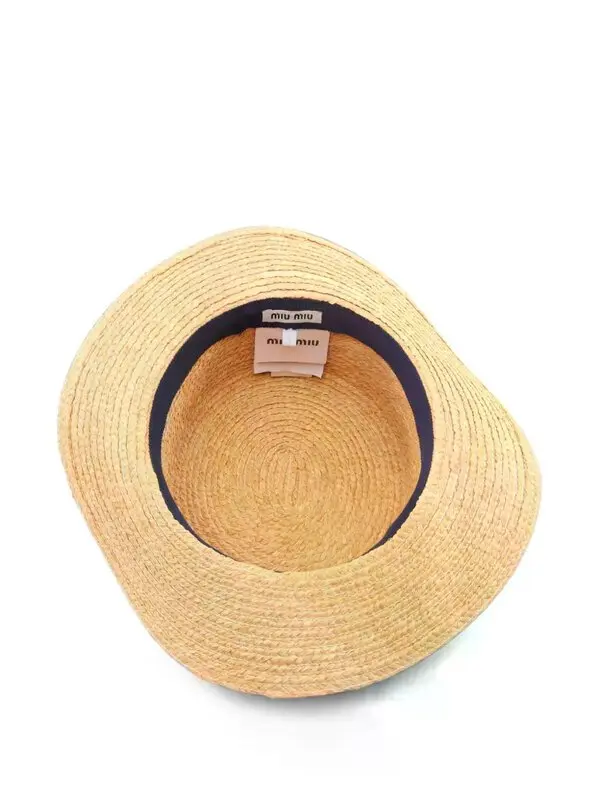 Miu Miu Logo-detail Raffia Sun Hat - Neutrals
