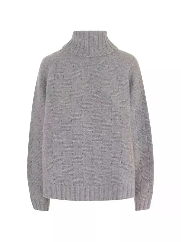 ALLUDE Basket-weave Roll-neck Sweater