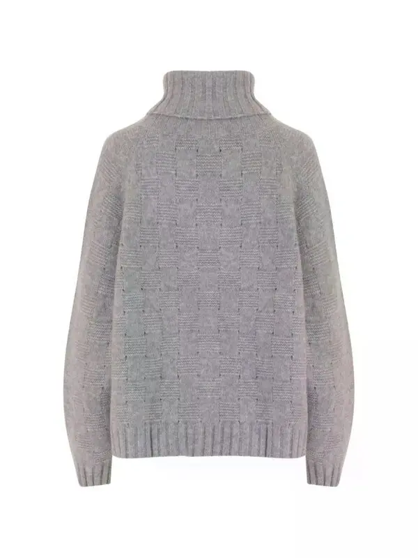 ALLUDE Basket-weave Roll-neck Sweater