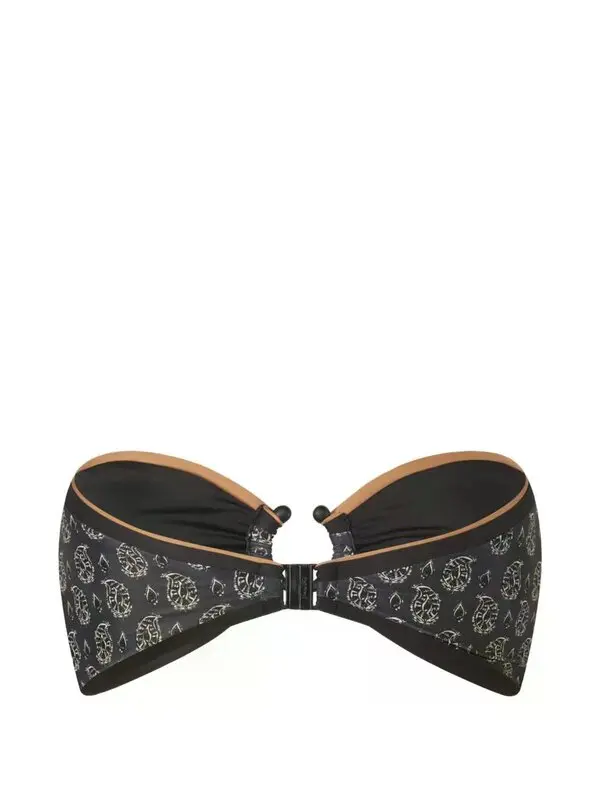 Johanna Ortiz Seawaters Paisley Print Bandeau Bikini Top - Black