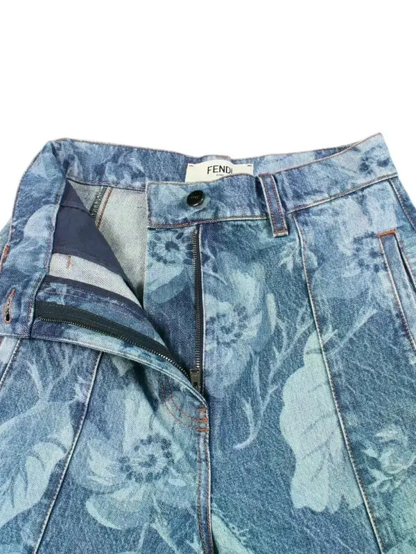 Fendi Floral Print Denim Jeans
