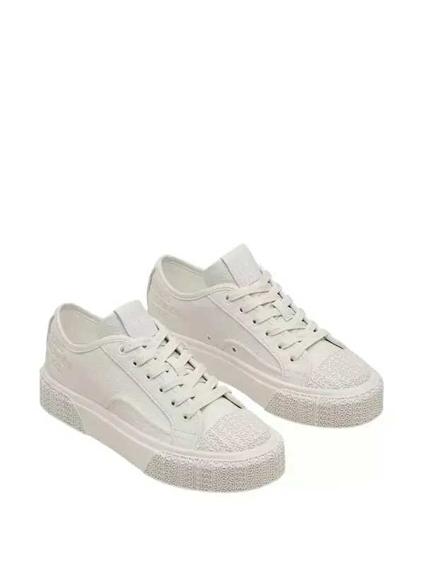 Marc Jacobs Debossed-logo Grained-leather Sneakers - Neutrals