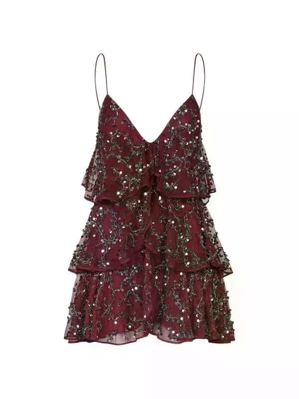Johanna Ortiz Fluvial Adventure Sequin-embellished Mini Dress - Red