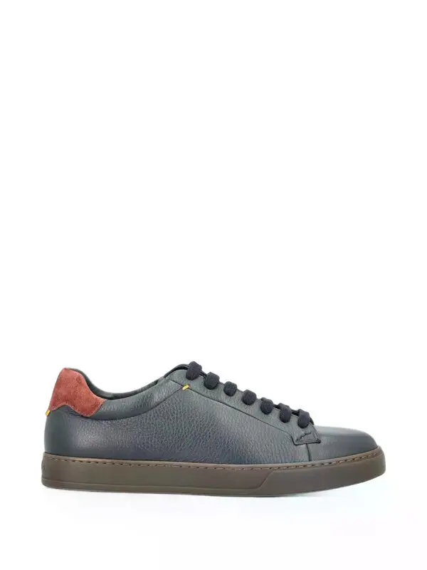 DOUCAL'S Pebbled Leather Lace-up Sneakers