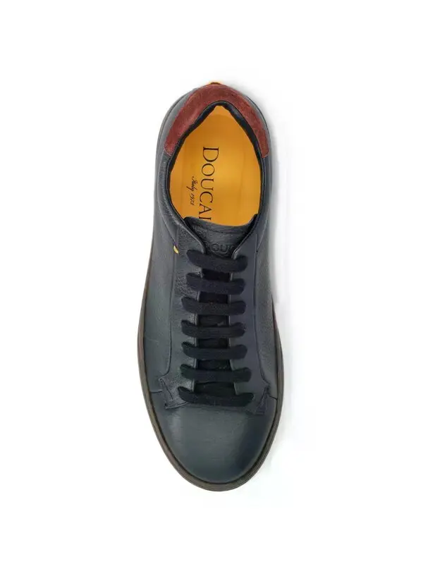 DOUCAL'S Pebbled Leather Lace-up Sneakers