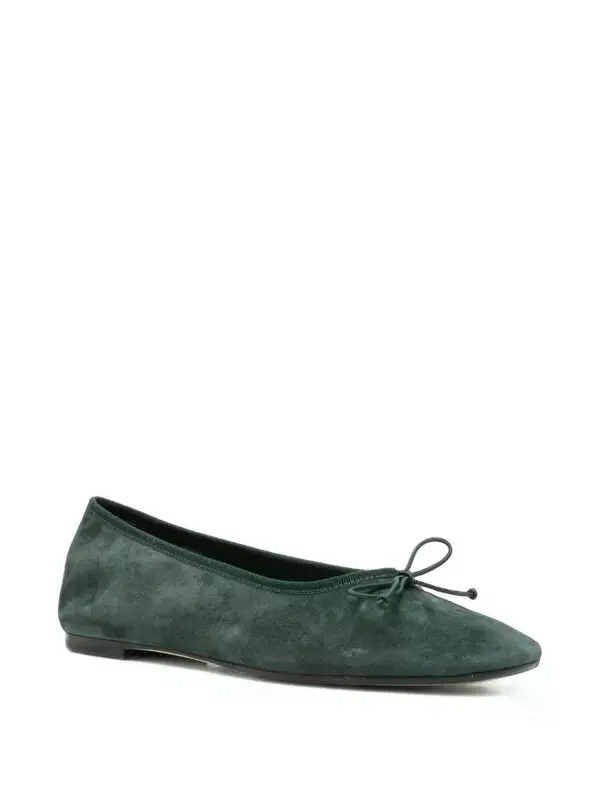 AeydĒ Suede Ballet Flats With Bow Detailing - Green
