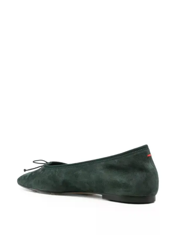AeydĒ Suede Ballet Flats With Bow Detailing - Green