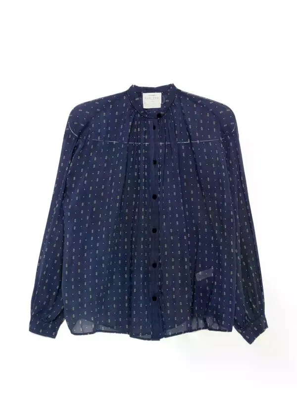 FORTE_FORTE Geometric-print Tie-neck Shirt