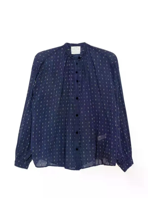 FORTE_FORTE Geometric Print Tie-neck Shirt