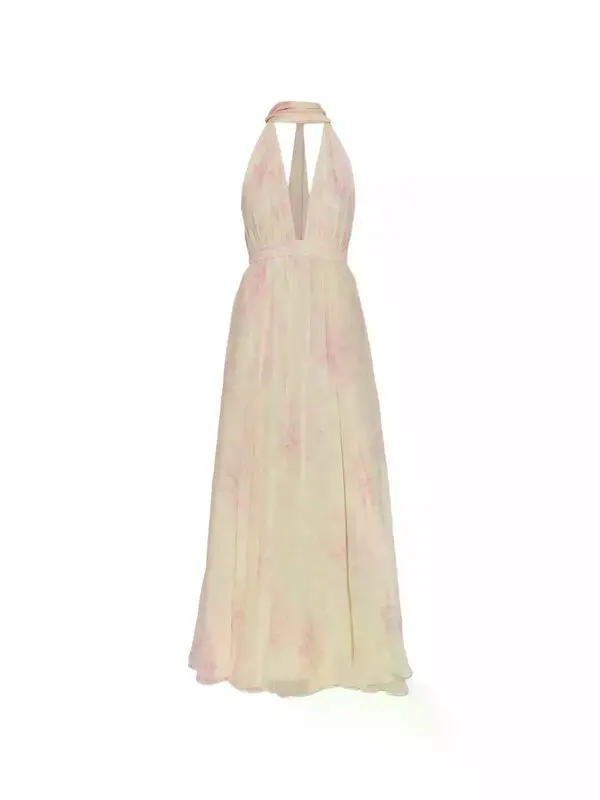 LoveShackFancy Lilah Floral Print Silk Maxi Dress - Neutrals