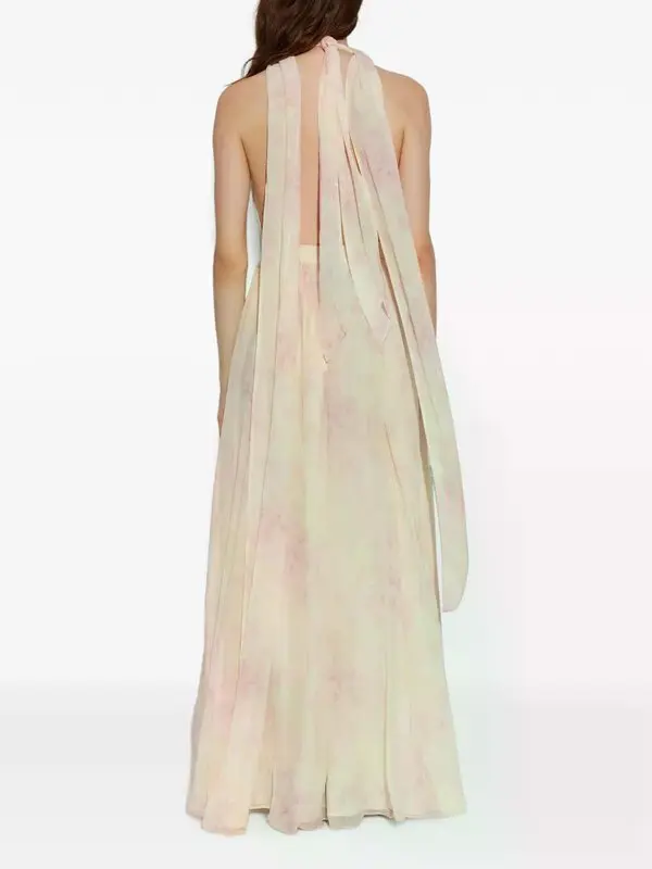 LoveShackFancy Lilah Floral Print Silk Maxi Dress - Neutrals