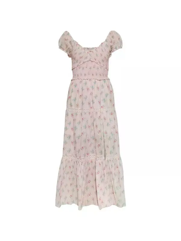 LoveShackFancy Amandla Floral-print Tiered Maxi Dress - Pink