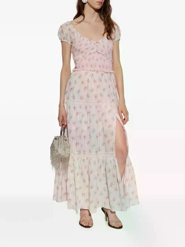LoveShackFancy Amandla Floral-print Tiered Maxi Dress - Pink