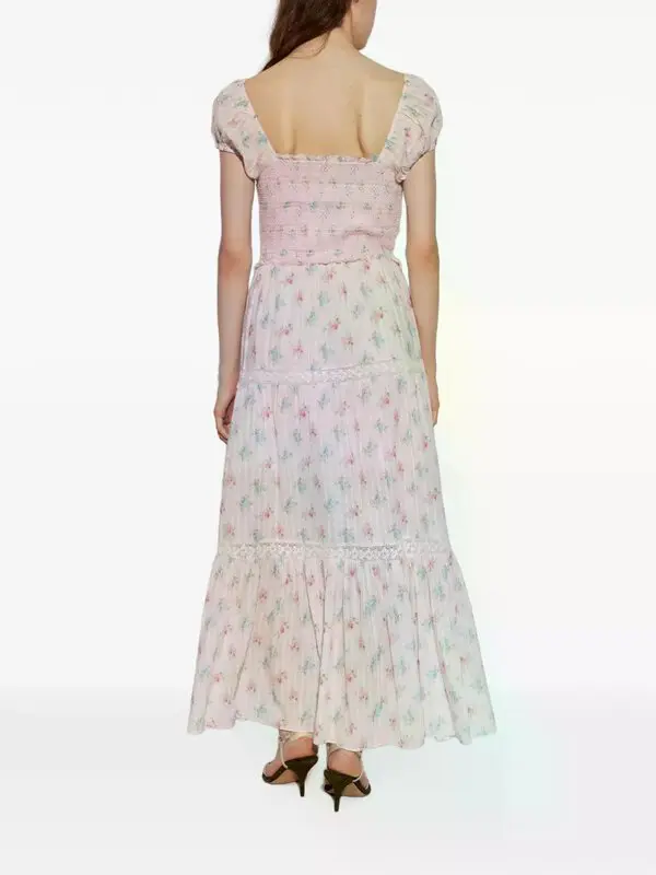 LoveShackFancy Amandla Floral-print Tiered Maxi Dress - Pink