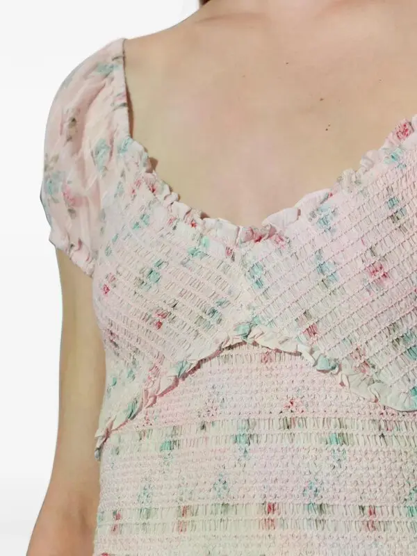 LoveShackFancy Amandla Floral-print Tiered Maxi Dress - Pink