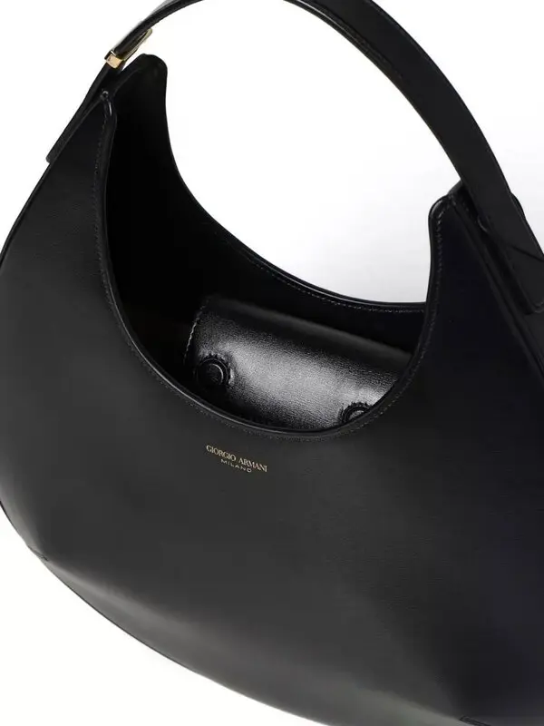 Giorgio Armani Logo Stamp Leather Tote Bag