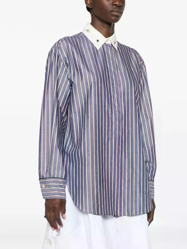 FORTE_FORTE Striped Crystal Embellished Shirt