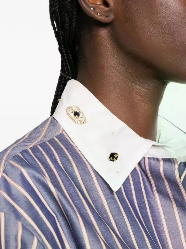 FORTE_FORTE Striped Crystal Embellished Shirt