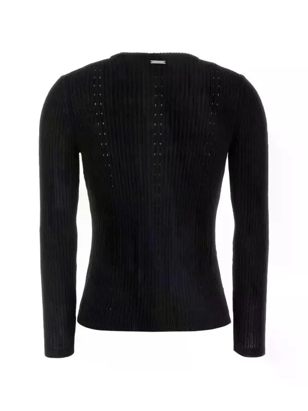 Calvin Klein Ribbed Knit V-neck Cardigan With Pointelle Details
