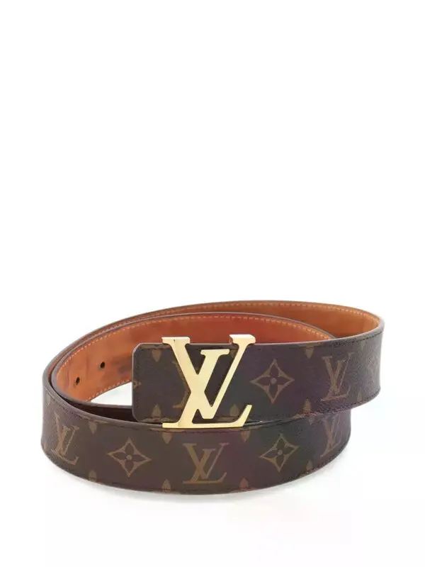 LOUIS VUITTON Monogram Belt With Logo Plaque Buckle - Brown