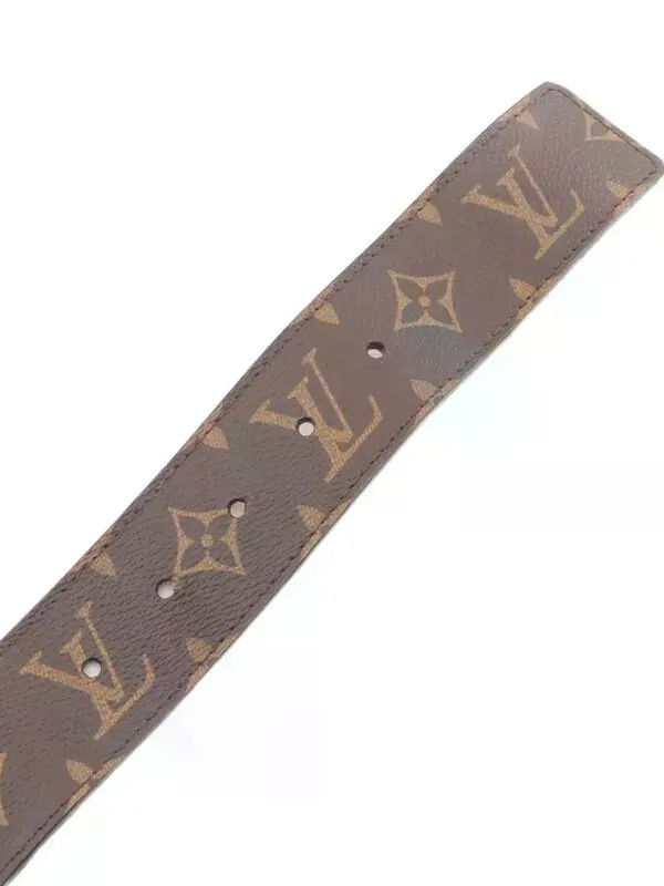 LOUIS VUITTON Monogram Belt With Logo Plaque Buckle - Brown