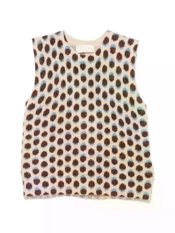 I BLUES Polka-dot Knitted Vest