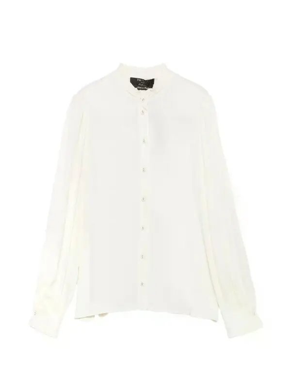 TWINSET Chevron-pattern Ruffled-collar Shirt