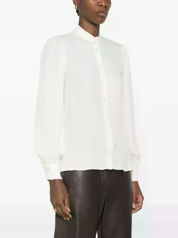 TWINSET Chevron-pattern Ruffled-collar Shirt
