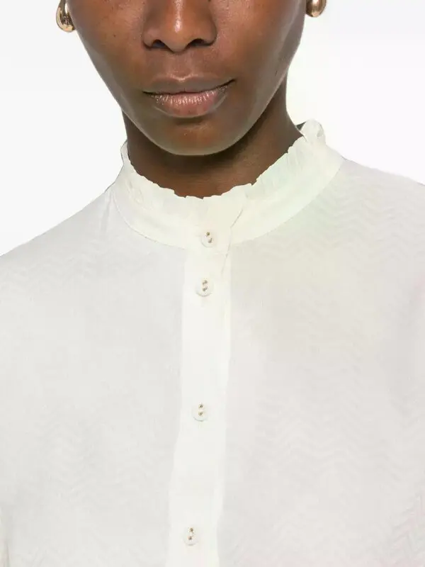 TWINSET Chevron-pattern Ruffled-collar Shirt