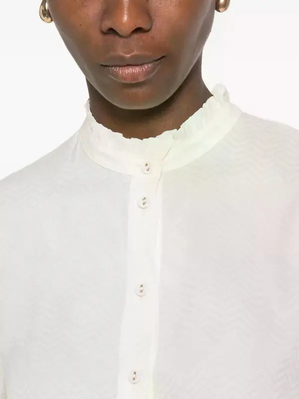 TWINSET Chevron-pattern Ruffled-collar Shirt