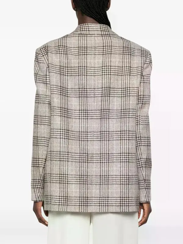 TWINSET Checked Wool Blazer With Notched Lapels