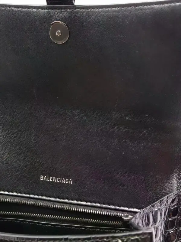 Balenciaga Hourglass Small Croc-embossed Tote Bag