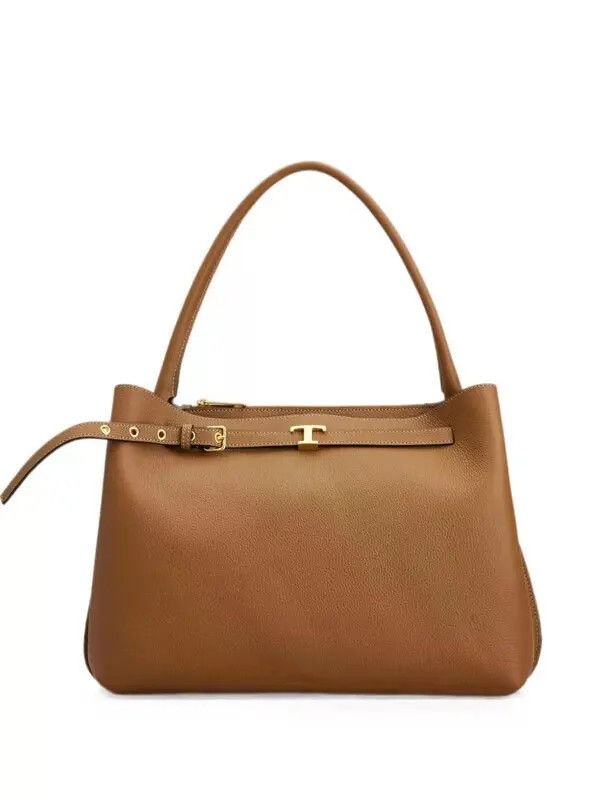 TOD'S Leather Handbag With T Signature Detail - Brown