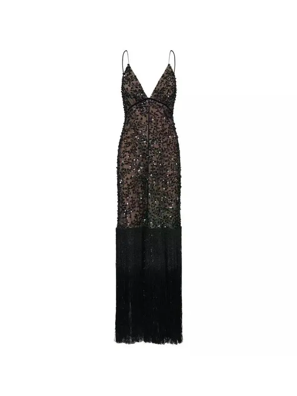 Johanna Ortiz Sequin-embellished Fringe Maxi Dress
